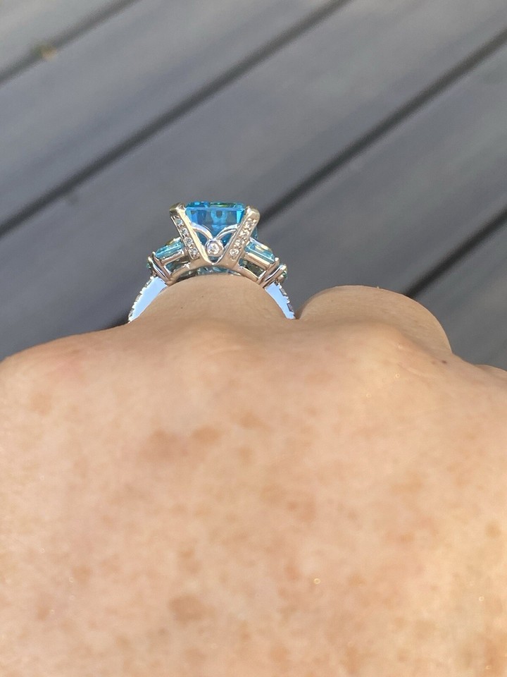 Jean Dousset Sterling Silver Absolute & Simulated Blue Topaz Cathedral ...