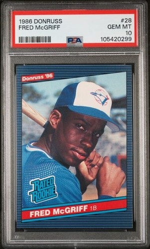 PSA 10 1986 Donruss Fred McGriff Jays/Rays Legend Baseball Rookie Card ...