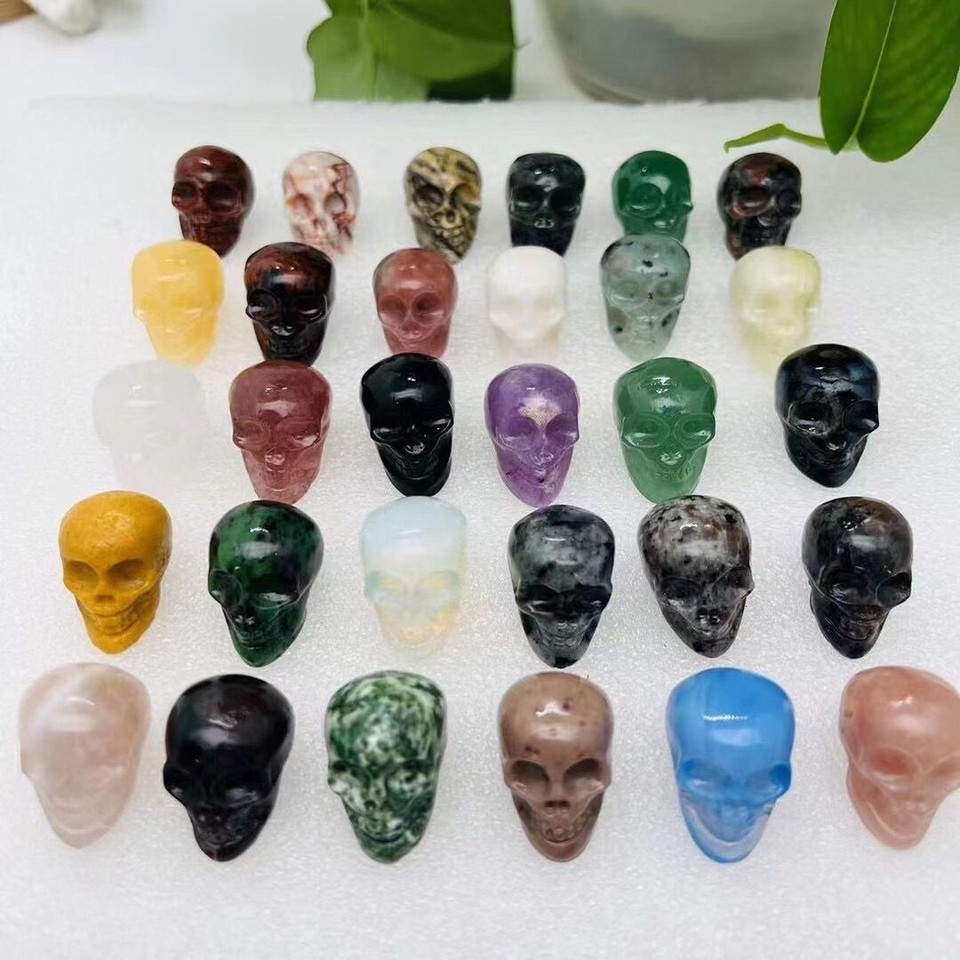 20pc Natural mix crystal Quartz Carved crystal mini skull Reiki healing ...