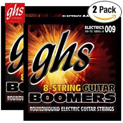 2-PACK GHS GBXL-8 Boomers 8-String Nickel Electric Guitar Strings 9-72 ...