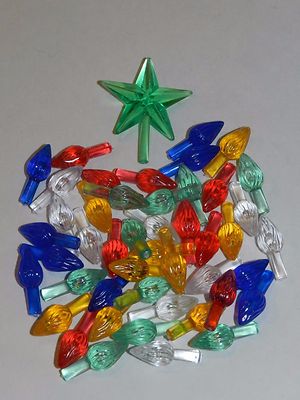 60 Medium Twist Bulbs w/ Star Vintage Ceramic Christmas Tree ...