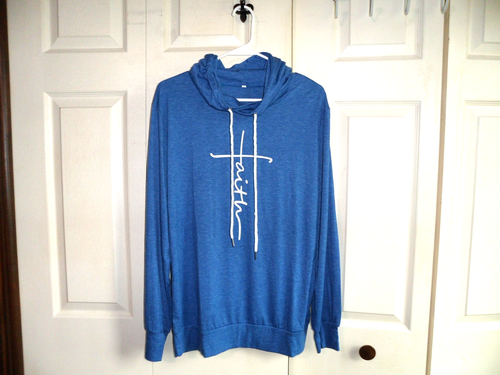 TEMU - NWOT - Embellished "FAITH" Pullover Hooded Top w/Tie - M ...