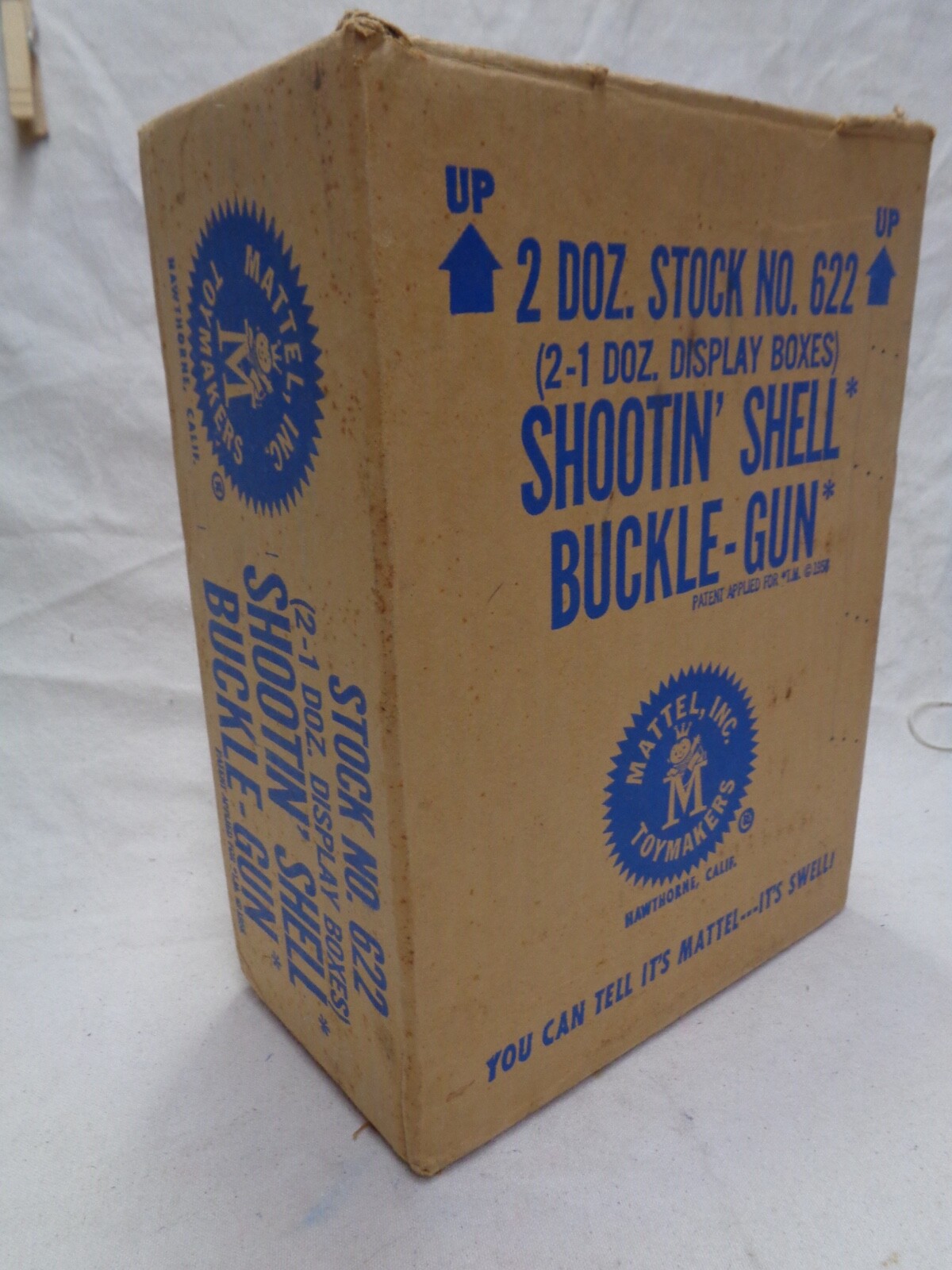 1958 MATTEL Shootin' Shell Buckle Gun empty Shipping BOX vintage ...