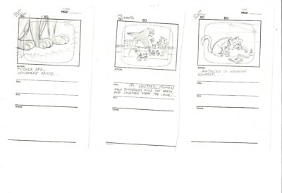 3 Quack Pack Disney Production Animation Storyboard Drawing Fragments ...