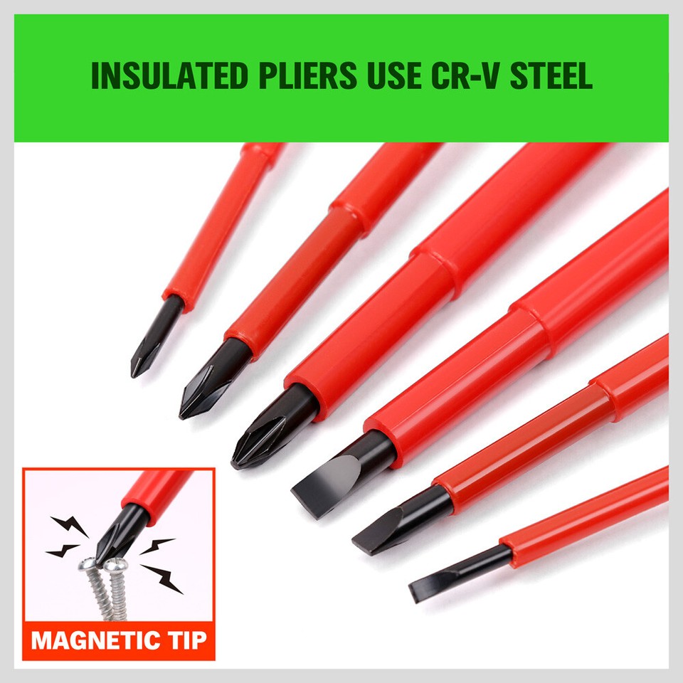6pc Electrician's Insulated Magnetic Electrical Hand Screwdriver Tool ...