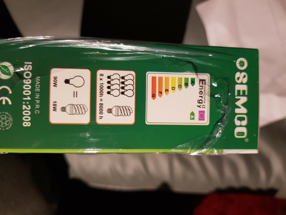 2 X18W -B22 (=90W) Low Energy-80% Energy Saving Spiral Bulbs ; White ...