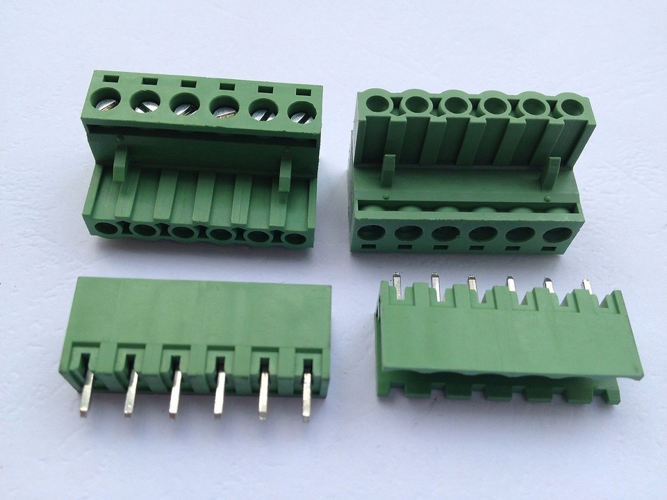 20 pcs 6 pin/way 5.08mm Screw Terminal Block Connector Green Pluggable Type | eBay