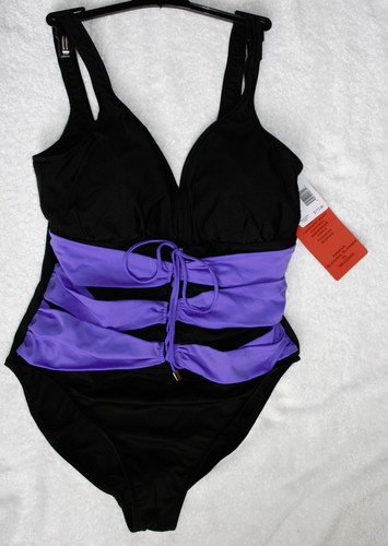MagicSuit Miraclesuit Heather Black w/Purple Corset Lacing Rtl $172 ...