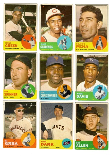Vintage (Lot of 9) 1963 Topps Baseball Cards | eBay