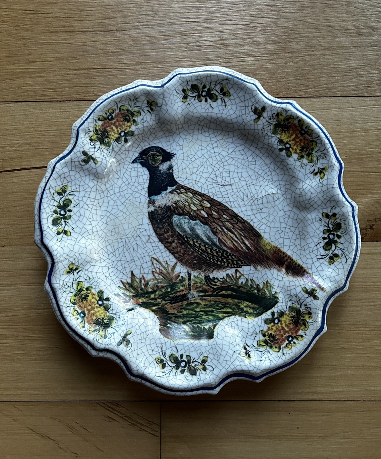Vintage Lami Italy collectors decorate Melamine plate. Pheasant Image ...