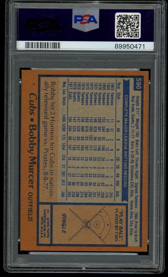 1978 Topps #590 Bobby Murcer PSA 8 | eBay