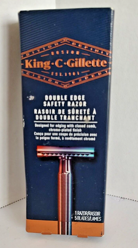 King C. Gillette Men's Double Edge Safety Razor + 5 Refill Blades NIB ...