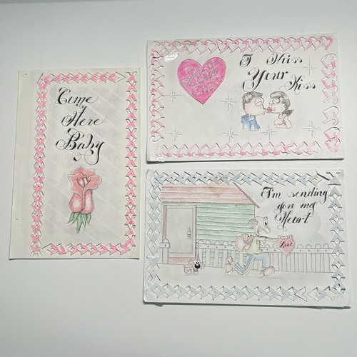 Prison Art Drawings Paper Handmade Cards Love Letter Lot of 3 | eBay