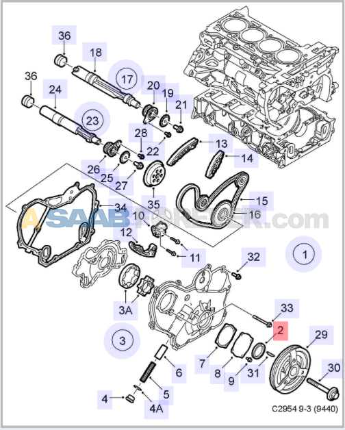NEW SAAB 9-3 03-11 Crankshaft Seal Main Front b207 25193519 GENUINE OEM ...
