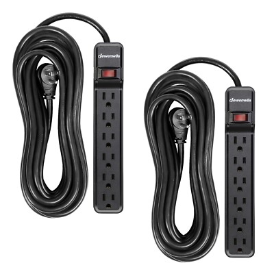 DEWENWILS 2-Pack Power Strip Surge Protector,25 Ft Extra Long Extension ...
