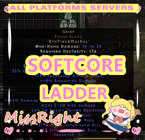 Grief-Phase Blade🌺OPTIONS🌺Diablo 2 D2R Softcore LADDER🌺PC-SWITCH-PS ...