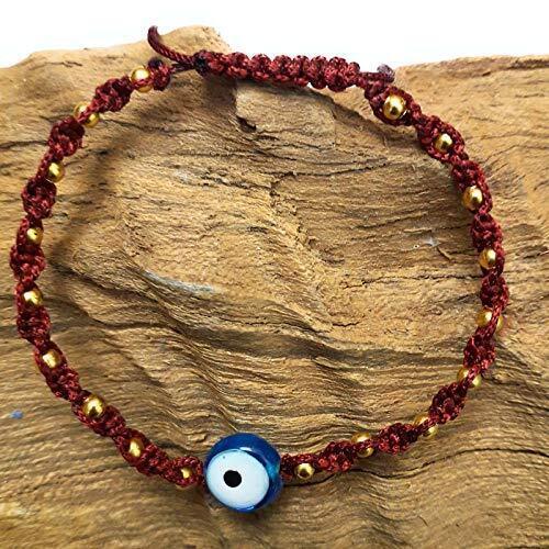 Sky Blue Evil Eye Protection Twisted Macrame Bracelet Color Mehroon For ...
