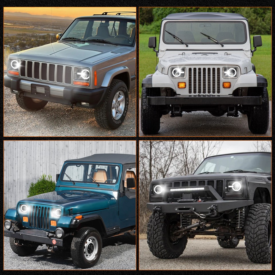 Fit for Ford F150 Bronco 1978-1986 Pair 7x6" Square LED Headlights Turn ...