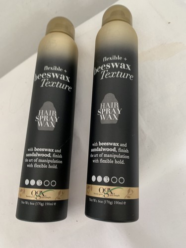 TWO OGX FLEXIBLE + BEESWAX TEXTURE HAIR SPRAY WAX 6 OZ Ea NWOB | eBay