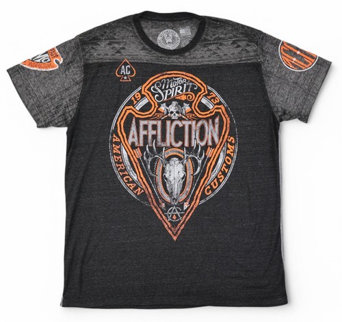 Affliction American Customs T Shirt Mens 3XL Black Gray Orange Motor ...