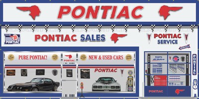 PONTIAC DEALER DEALERSHIP SALES SERVICE SCENE WALL MURAL SIGN BANNER ...