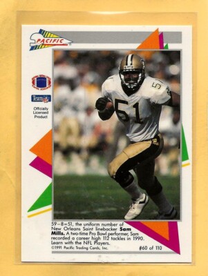SAM MILLS - 1991 Pacific Flash Cards - #60 - Saints - Comb. Shipping ...