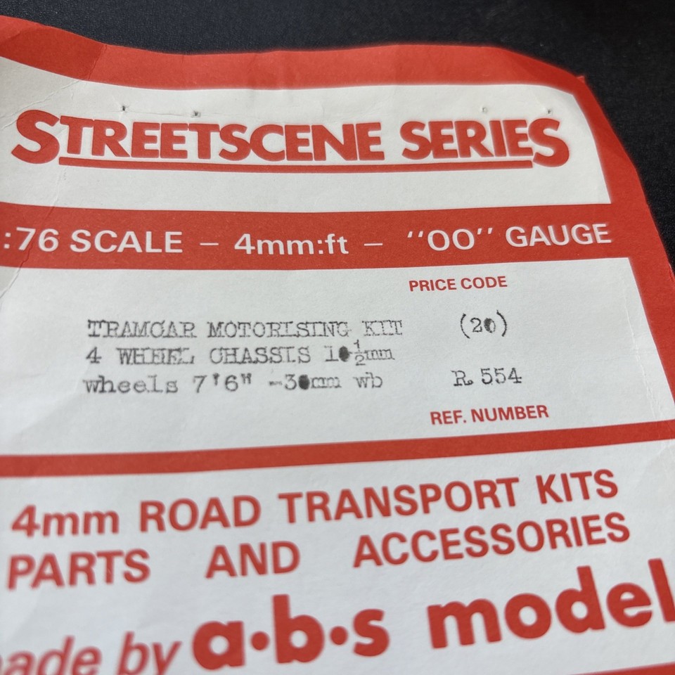Street scene Series Tramoar Motorising Kit R554 4 Wheel Chassis 1.5mm ...