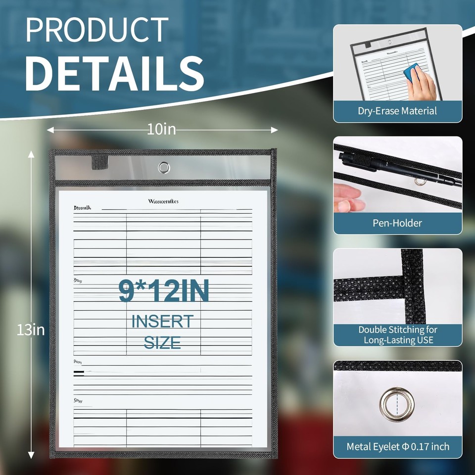 20 Pack Job Ticket Holders 9x12 - Document Holder - Protectors ...