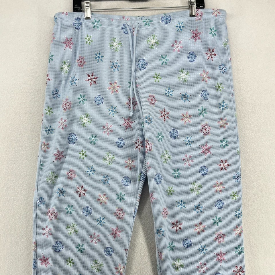 VICTORIAS SECRET Pajama Set XL 2 Piece Snowflakes Waffle Top and Pants ...