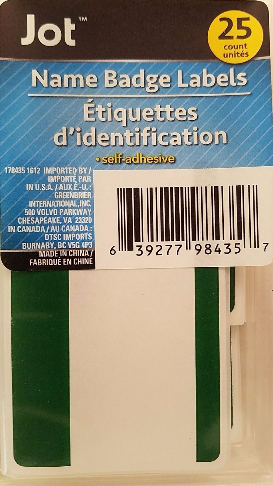 Jot NAME BADGE LABELS Badges 3.25”x2.25”, 25/Pk, Select: Trim Color | eBay