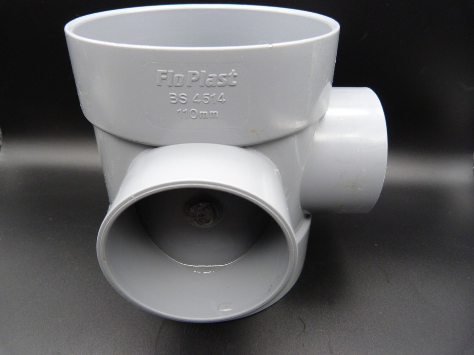 110mm Floplast SP583 Grey Waste & Soil Vent Pipe Boss Fitting Adaptor 3 ...