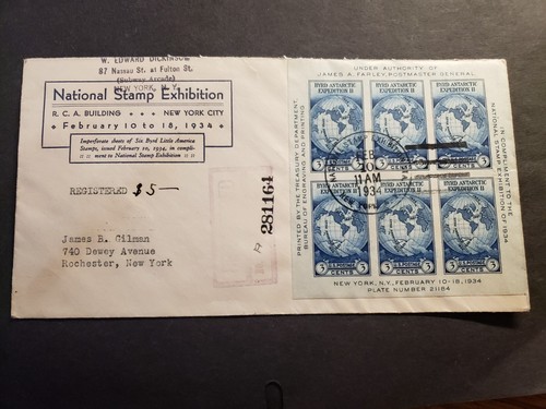NATIONAL STAMP EXHIBITION, NY 1934 Registered Postal History Cover #735 ...