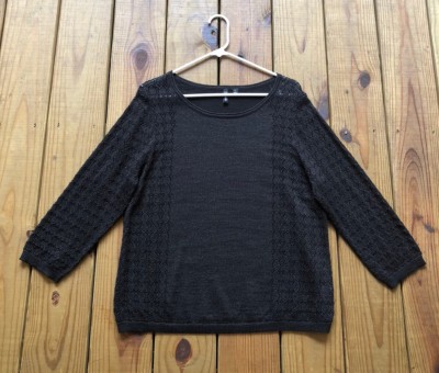 Relativity women's XL black shimmer crochet knit patterned 3/4 sleeve ...