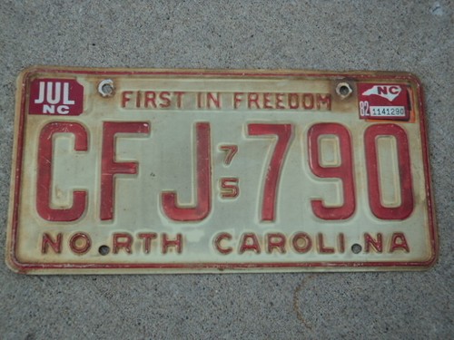 1975 1982 NORTH CAROLINA First in freedom License Plate CFJ 790 NC | eBay