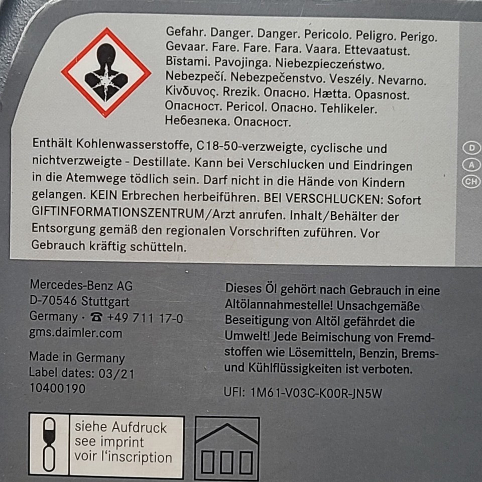 Mercedes Benz OEM Transmission Fluid 1 Liter Bottles A0029890603 MB 236 ...