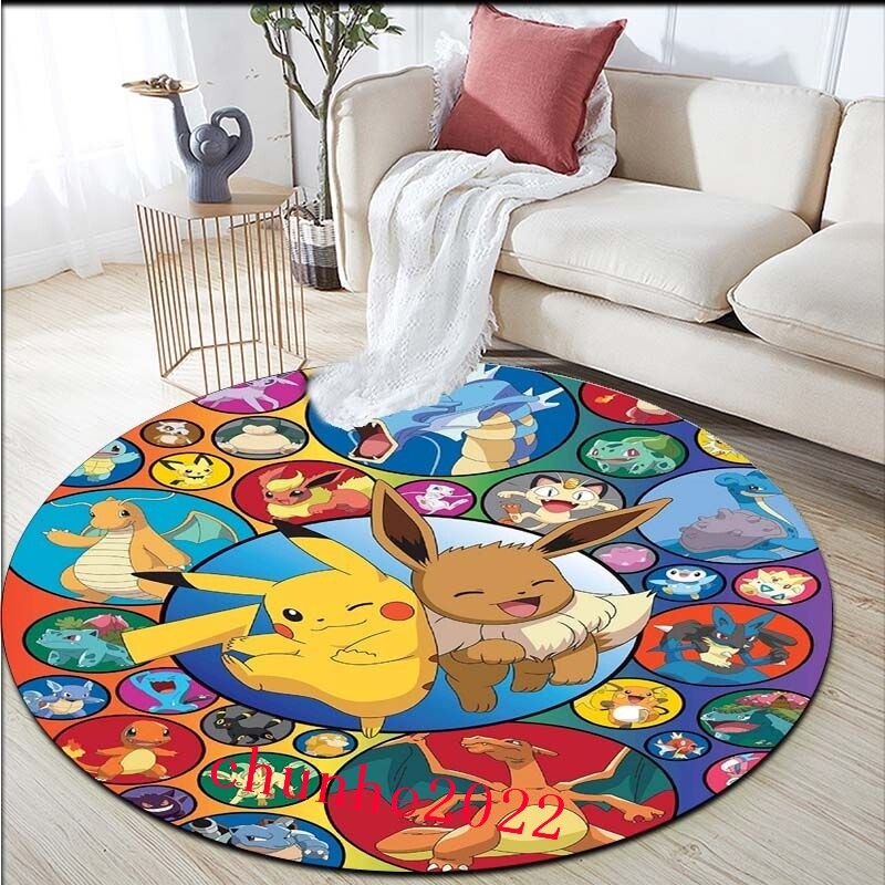 Pokemon Pikachu 3D Round Floor Rug Bedroom Carpets Living Room Doormat ...