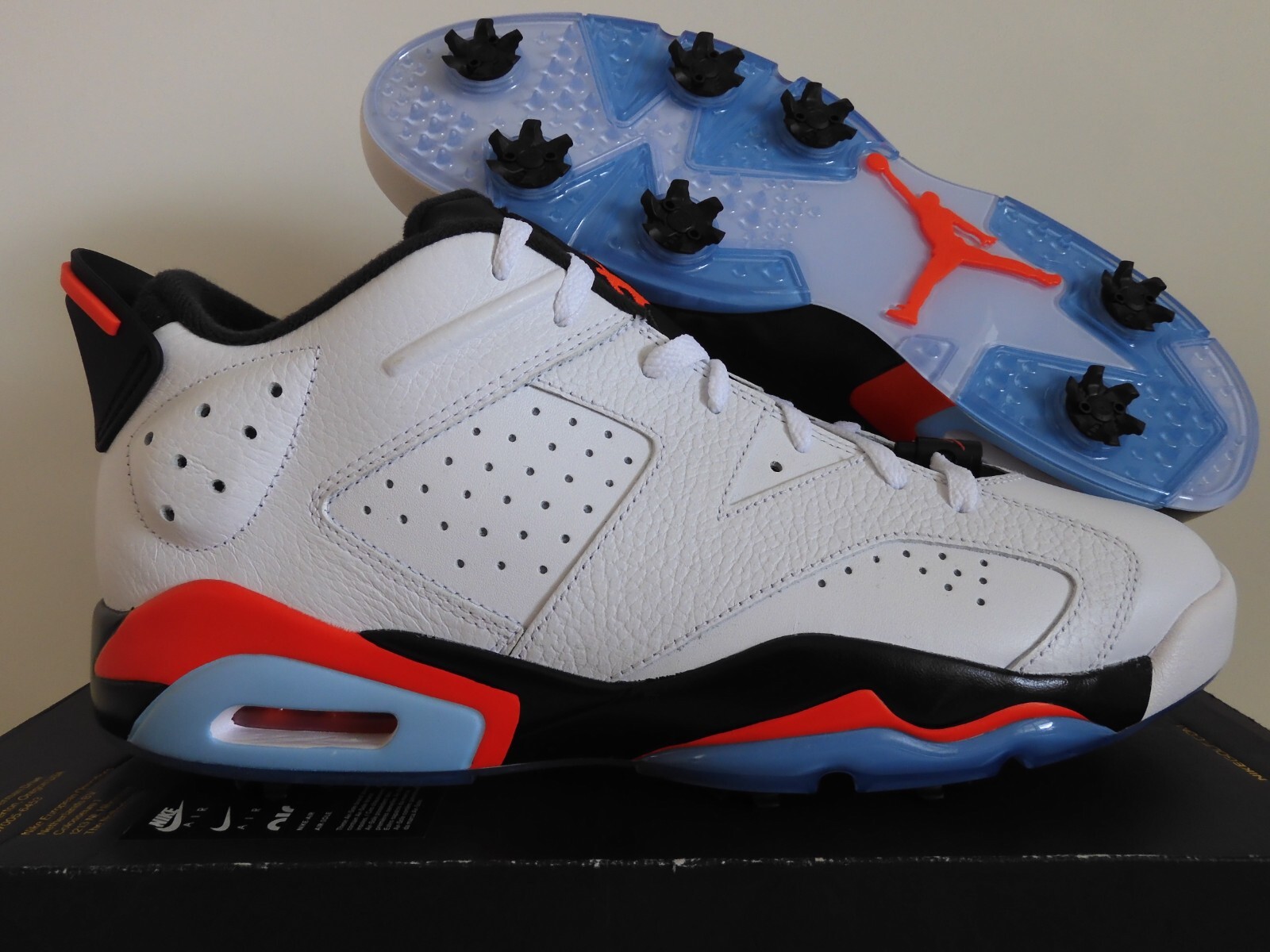 NIKE JORDAN RETRO 6 G "GOLF SHOES" WHITE-BLACK-INFRARED 23 SZ 14 ...