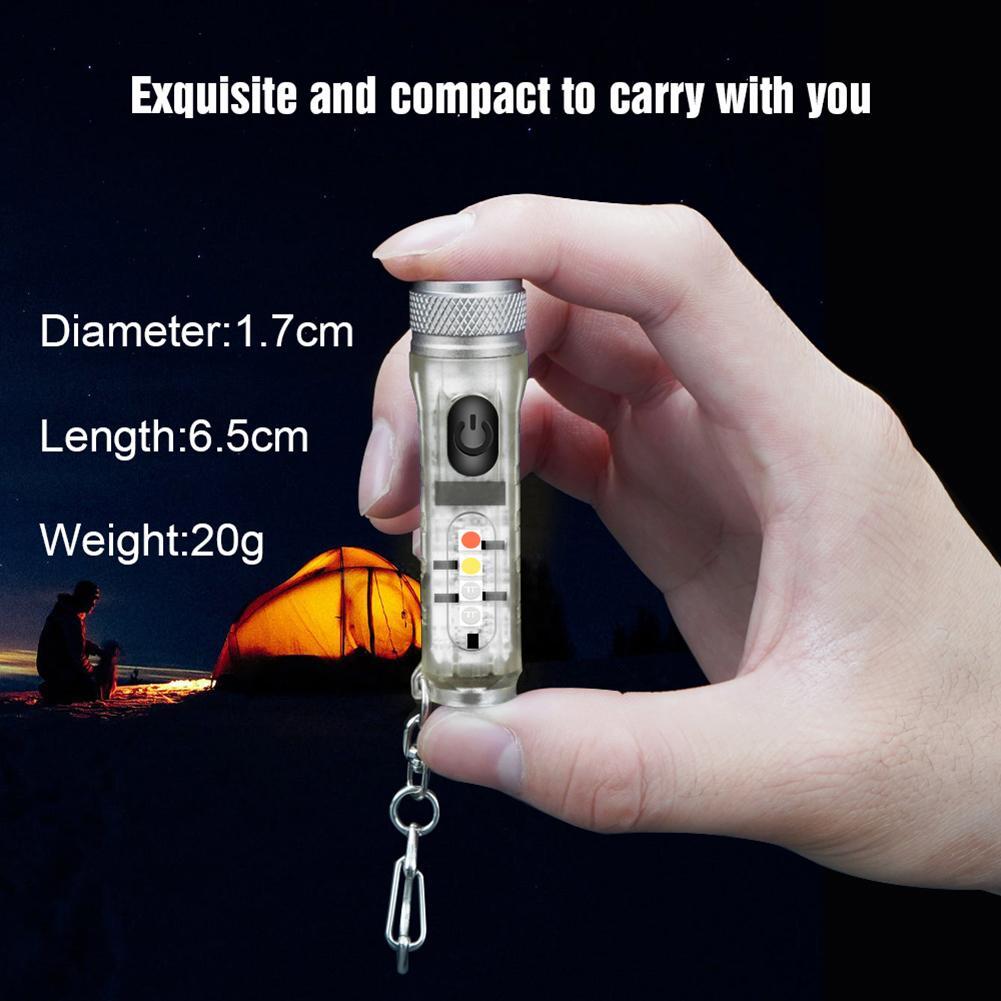 Mini Keychain Torch w/ Buckle USB Rechargeable Emergency Flashlight ...