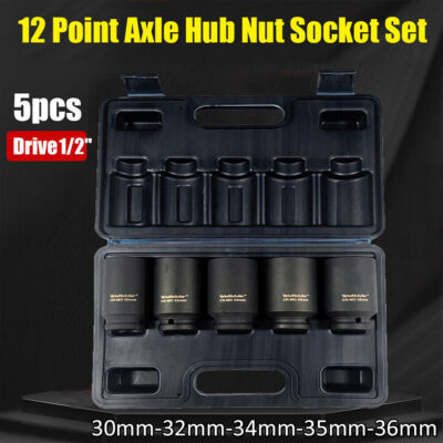 12 Point Axle Hub Nut DEEP IMPACT Socket Set 1/2" Drive Sockets 30 32 ...