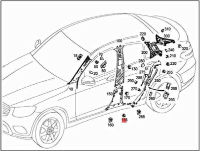 Genuine MERCEDES C253 S205 W205 X253 C-CLASS W205 Cover clip 0019916598 ...