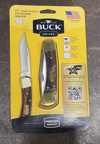 Buck 110 Folding Pocketknife Ebony Wood Handle Hunter - 50th ...