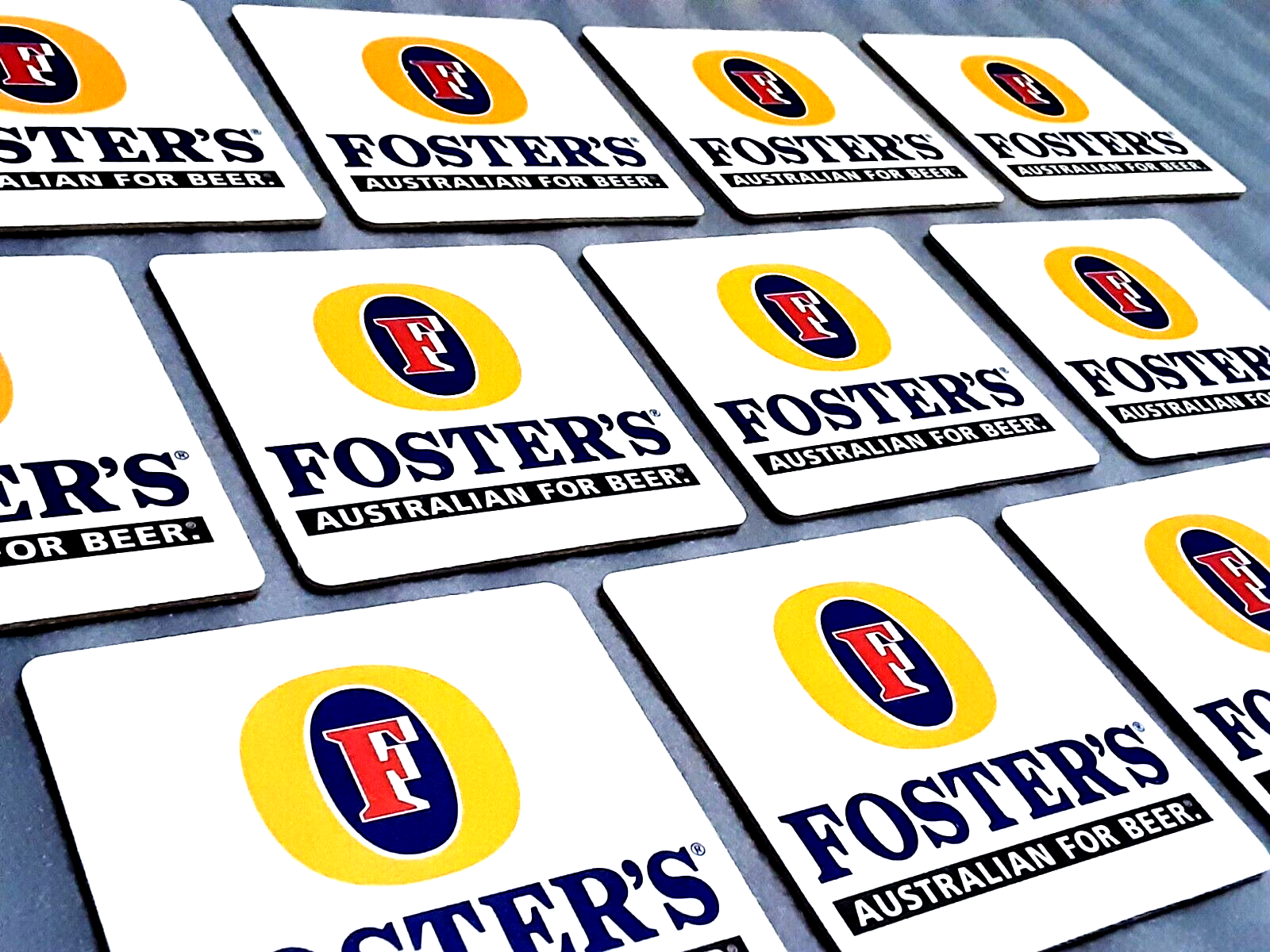 Lot Of 12 NEW 1990's Foster's Lager Classic Logo Australian Square Beer ...