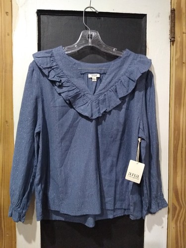 new woman's ana blue sparkle blouse size large | eBay