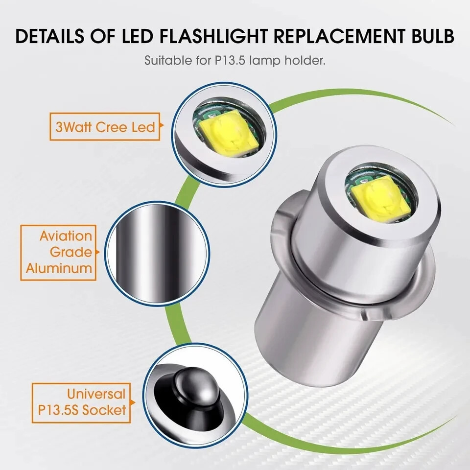 3 Count Maglite 300L Led Bulb 3 4 5 6 Cell C D Flashlight Upgrade ...