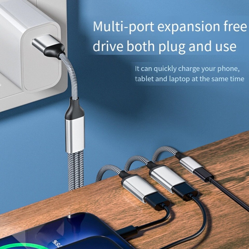 1X(USB-Splitterkabel, Datenstrom-Split-Adapter, USB-C-OTG-Kabel ...