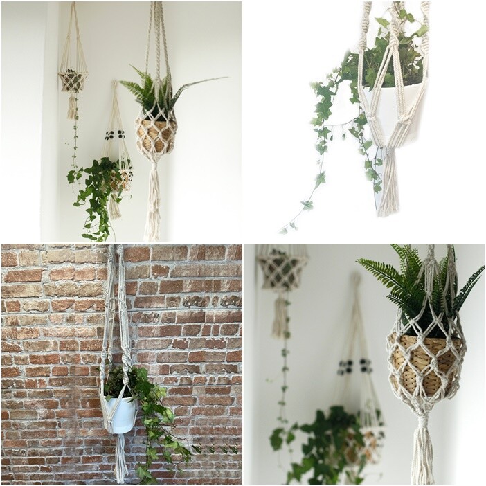 Handmade Macrame Plant Hanger Flower Pot Holder Hanging Jute Rope Wall ...