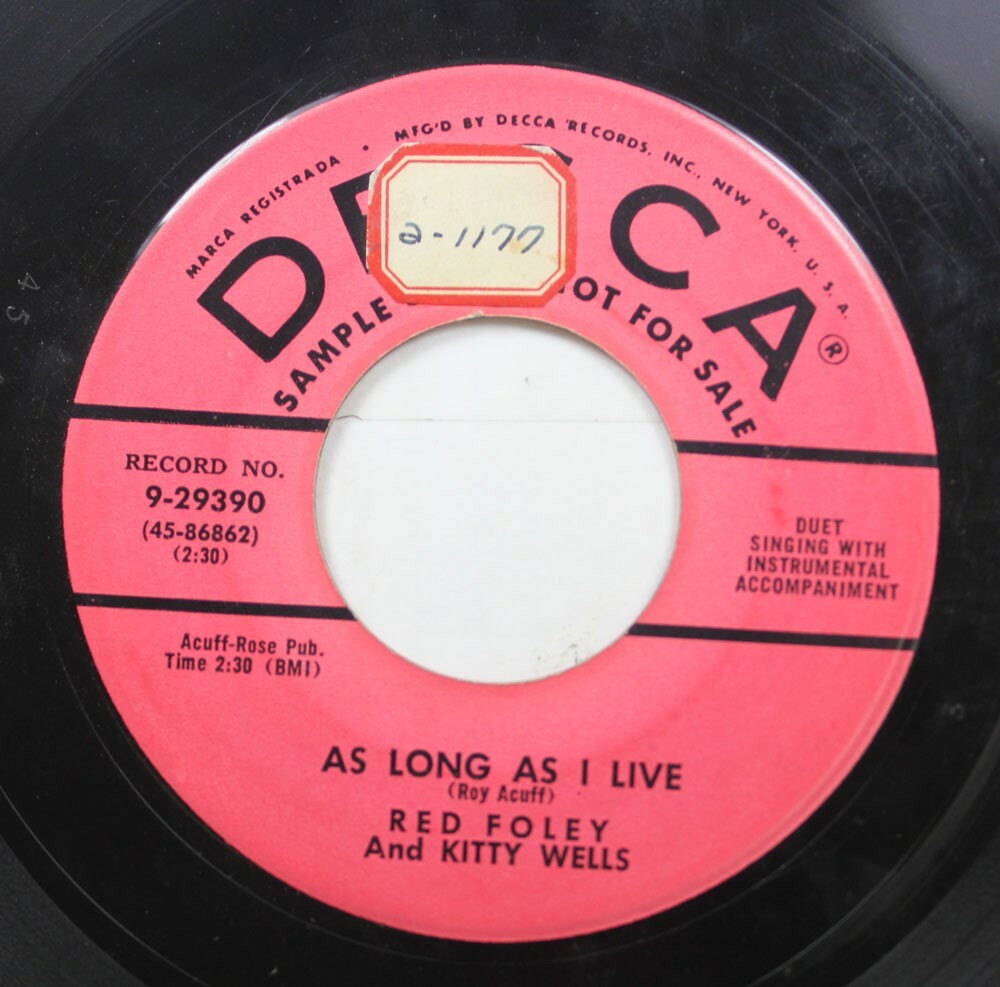 Country Promo 45 Red Foley And Kitty Wells - As Long As I Live / Make ...
