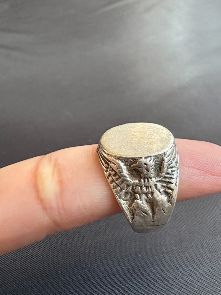 Vintage 925 Sterling Silver Ring Federal Eagle Ring Handcrafted Size 9 ...