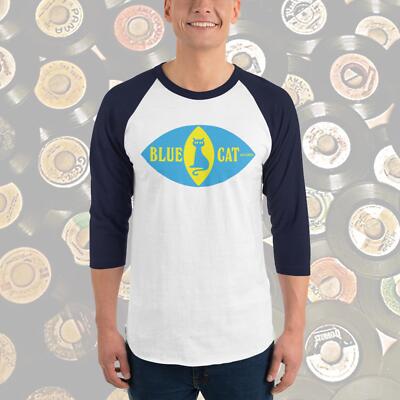 Blue Cat Records 3/4 Sleeve Baseball Shirt Reggae Ska Rocksteady Studio ...