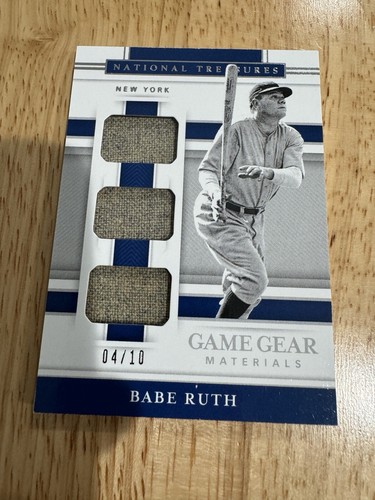 2020 BABE RUTH NATIONAL TREASURES TRIPLE GAME WORN JERSEY MATERIAL ...